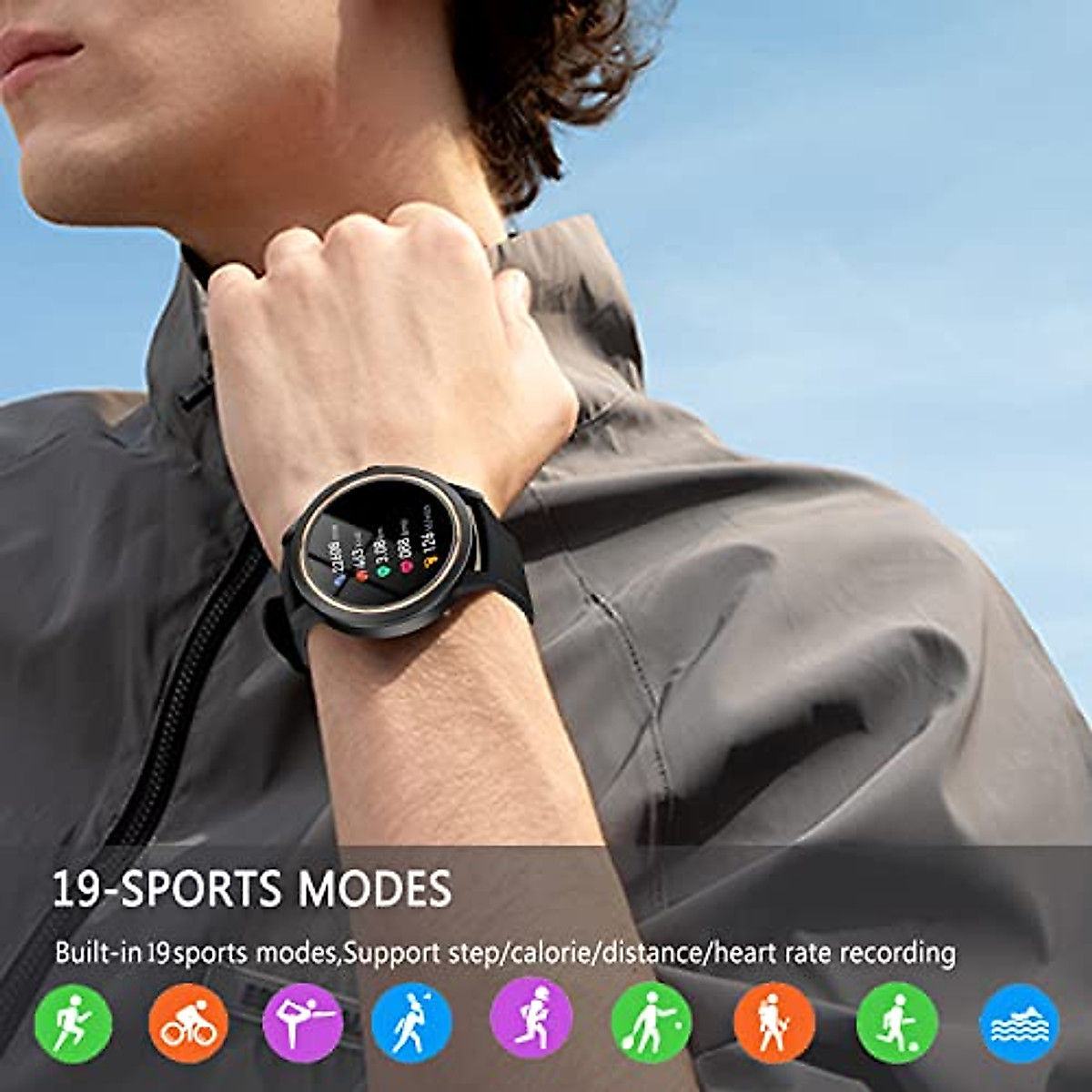 GAMSARO Smart Watch(Answer/Make Call), Fitness Tracker for Men Women Compatible with iPhone Android Phone,1.32 HD Full Touch Display Smartwatch with Heart Rate Monitor, Sleep and Step Tracking