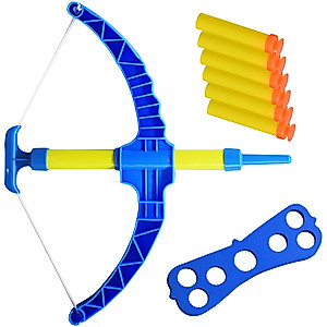 ArtCreativity Blue Super Bow & Arrow Shooter Set, Includes Air-Powered Bow, Barrel, Six Soft Foam Darts, Comes in Blister Card Packaging, Sports Toy for Kids