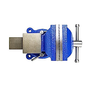 HFS (R) 5" Heavyduty Bench Vise Anvil Forged.360 Swivel Locking Base Desktop Clamp (16LBS), FS Blue Design