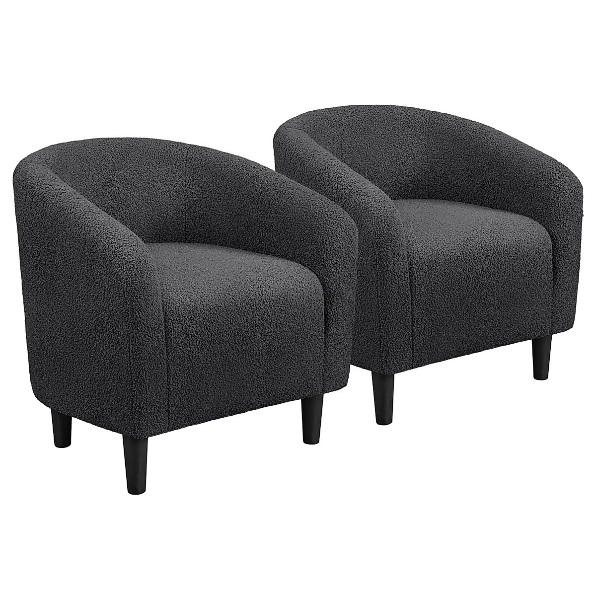 Yaheetech Accent Chairs Set of 2, Furry Living Room Chairs, Sherpa Barrel Chairs with Cozy Soft Padded, Boucle Fabric Armchais for Living Room Bedroom Reception Room Office, Dark Gray