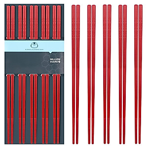 5 Pairs Fiberglass Chopsticks, Slivek Reusable Premium Japanese Chinese Korean Chopsticks Dishwasher Safe, Non-slip, Lightweight, 9.5 inches