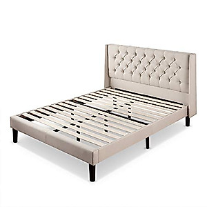 ZINUS Desmond Upholstered Platform Bed Frame with Wingback Headboard, Mattress Foundation, Wood Slat Support, No Box Spring Needed, Easy Assembly, Full