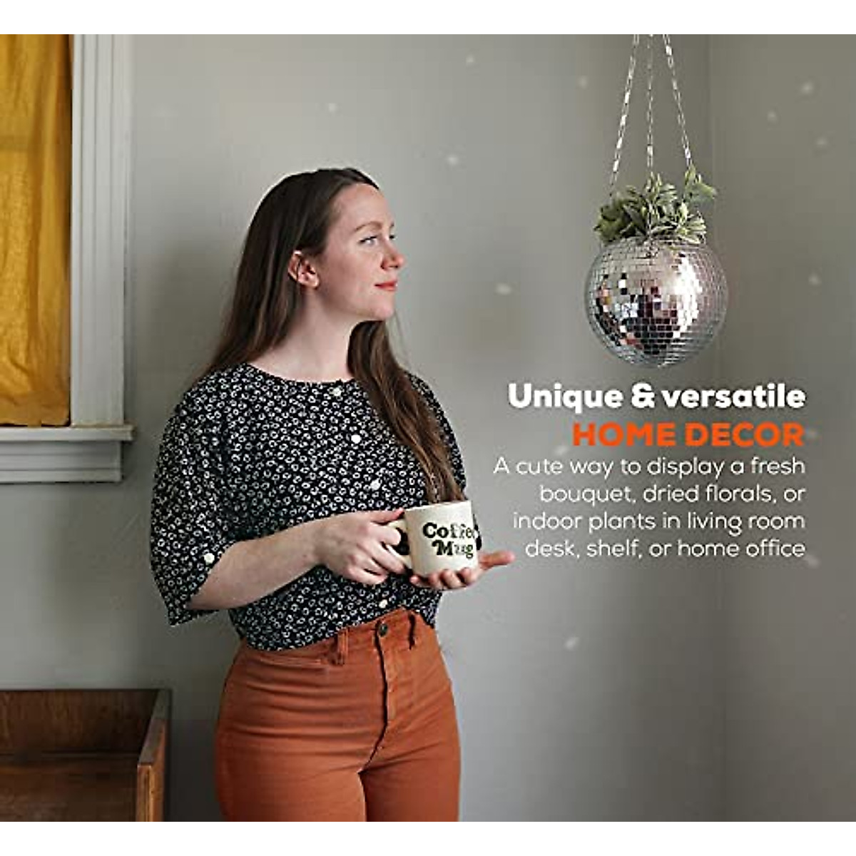 DADO 8" Disco Ball Planter - Disco Planter for indoor plants- Disco Ball Plant Hanger - unique plant pots - Boho Disco Ball hanging planter - Planters for indoor plants - hanging pots disco ball decor