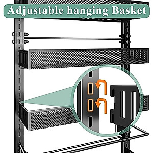 Spice Rack Over the Door Pantry Organizer - 6 Tier Metal Adjustable Hanging Spice Organization for Pantry, Space Saving Pantry Door Storage for Kitchen, Black