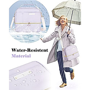 GLORIEROO® Lunch Bag Women Men, Large Insulated Lunch Box Tote Cooler - Stylish Vegan Leather 2 Tier Lunch Bag with Adjustable Shoulder Strap for Adults Travel Work, Purple