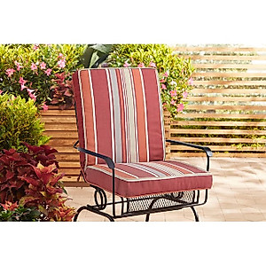 Red Striped High Back Premium Replacement Cushion 24 x 20 x 4 in & 20 x 20 x 4 in (Shipped in Resealable Vacuum Storage Bag) for Outdoor Patio Furniture