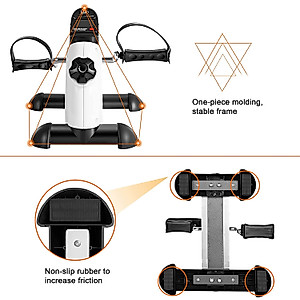 Mini Exercise Bike, Uten Under Desk Bike Pedal Exerciser, Peddler Exerciser, Portable Foot Cycle Arm & Leg Peddler Machine with LCD Screen Displays (White)