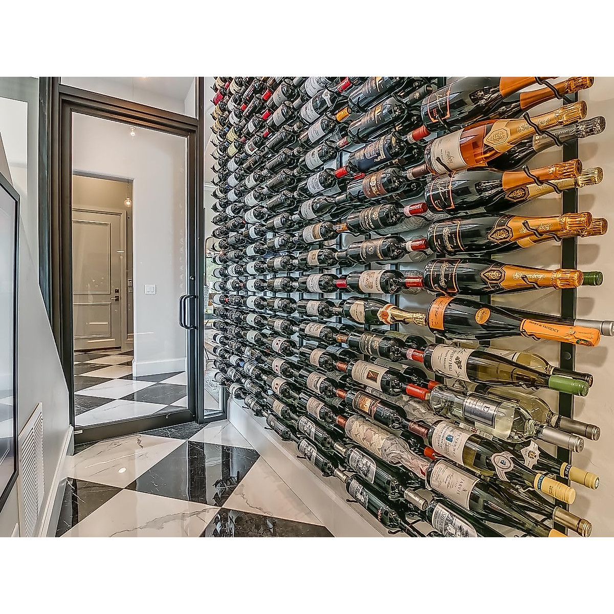 VintageView W Series (3 Ft) - 18 Bottle Wall Mounted Wine Rack (Satin Black) Stylish Modern Wine Storage with Label Forward Design