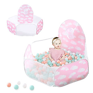 Ball Pit for Toddlers ,Babies Pop Up Play Tent, Kids Large Ball Pits with Basketball Hoop and Zipper Storage Bag, Popular Gifts for Boys Girls Cats Dogs Pets Birthday Xmas,Balls no Inlcuede，Cloud Pink