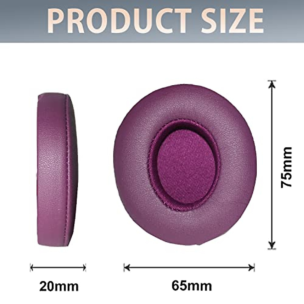 Solo2 Earpads Replacement Ear Pads Protein PU Leather Ear Cushion Compatible with Beats by Dr. Dre Solo 2.0 Solo3 Wireless On-Ear Headphones (Dark Purple)