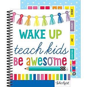 Schoolgirl Style Hello Sunshine Teacher Planner, 8" x 11" Undated Teacher Planner With Planner Stickers, Rainbow Teacher Planners and Lesson Planner for Classroom Organization and Rainbow Décor