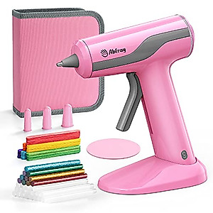 Cordless Hot Glue Gun Kit, Fast Preheating Glue Gun with 30 Pcs Glue Sticks and 50 Colored Wooden Craft Sticks, Smart Power-Off Hot Melt Glue Gun with Carrying Bag