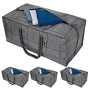 VENO 4 Pack Heavy Duty Extra Large Storage Bag, Moving Bag, Clothes Organizer, for Blanket, Comforter, Bedroom Closet, Dorm Room Essentials, Moving Supplies, Storage Tote, Reusable and Sustainable (BLK Windowpane - Set of 4)…
