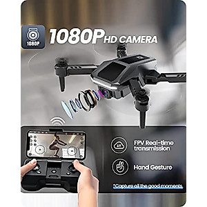 Holy Stone Drone for Adults with 1080P HD Camera, HS430 RC Aircraft Quadcopter with WiFi FPV Live Video for Beginners, Circle Fly, Throw to Go, Toys for Adults or Beginners, 2 Batteries 26 Mins, Easy to Fly, Black