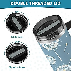 FRCSDIY Dandelion Insulated Tumbler with Handle and Straw Lid,40oz Leakproof Stainless Steel Cup BPA-Free Water Bottle