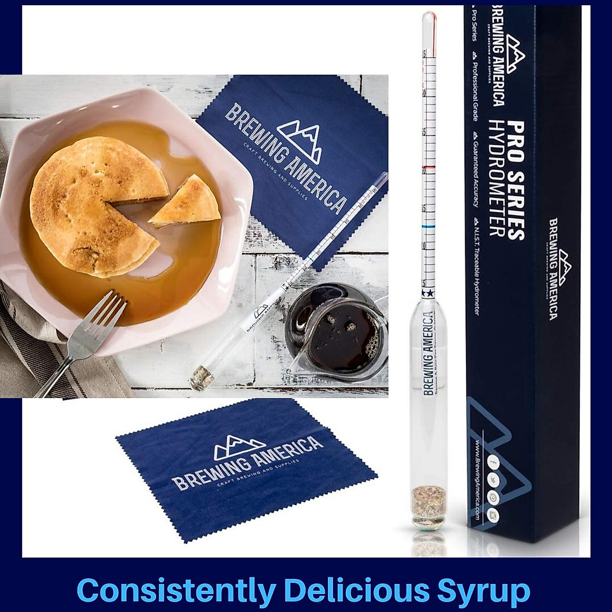 USA Made Maple Syrup Hydrometer Density Meter for Sugar and Moisture Content Measurement for Consistently Delicious Pure Syrup – Made in America - BRIX & Baume Scales - Easy Read Red Line Calibrated