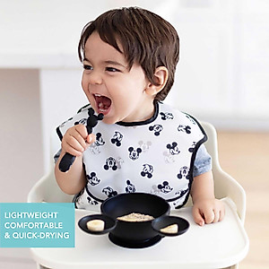 Bumkins Disney Bibs for Girl or Boy, SuperBib Baby and Toddler for 6-24 Months, Essential Must Have for Eating, Feeding, Baby Led Weaning, Mess Saving Waterproof Soft Fabric, 3-pk Mickey Mouse Icon