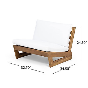 Christopher Knight Home 317955 Sherwood Club Chair, Teak + White
