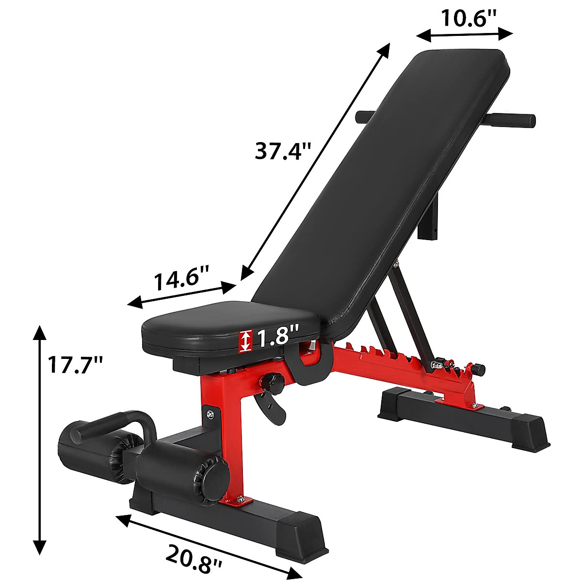 ER KANG Strength Trainer Home Gym Equipment Set, Power Rack with Cable Crossover System, 230LBS Weight Plates, Red Barbell, Red Weight Bench