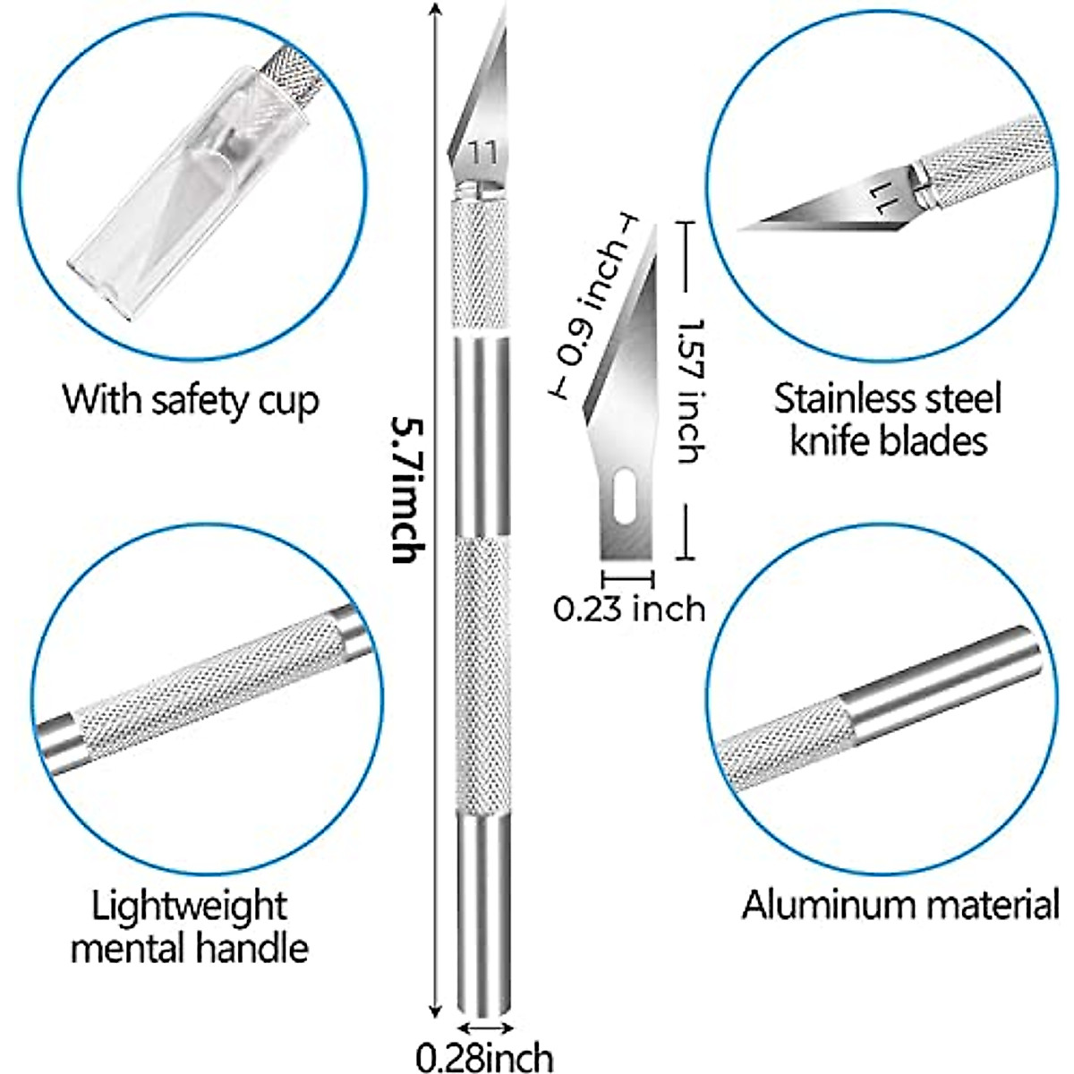 2PCS Exacto Knife, Professional Stainless Steel Precision Knife Hobby Knife Razor Tool with 10 Spare Blades for Phone PC Tablet Drone Repair DIY Art Work Cutting Caving Knife Sculpture, etc.