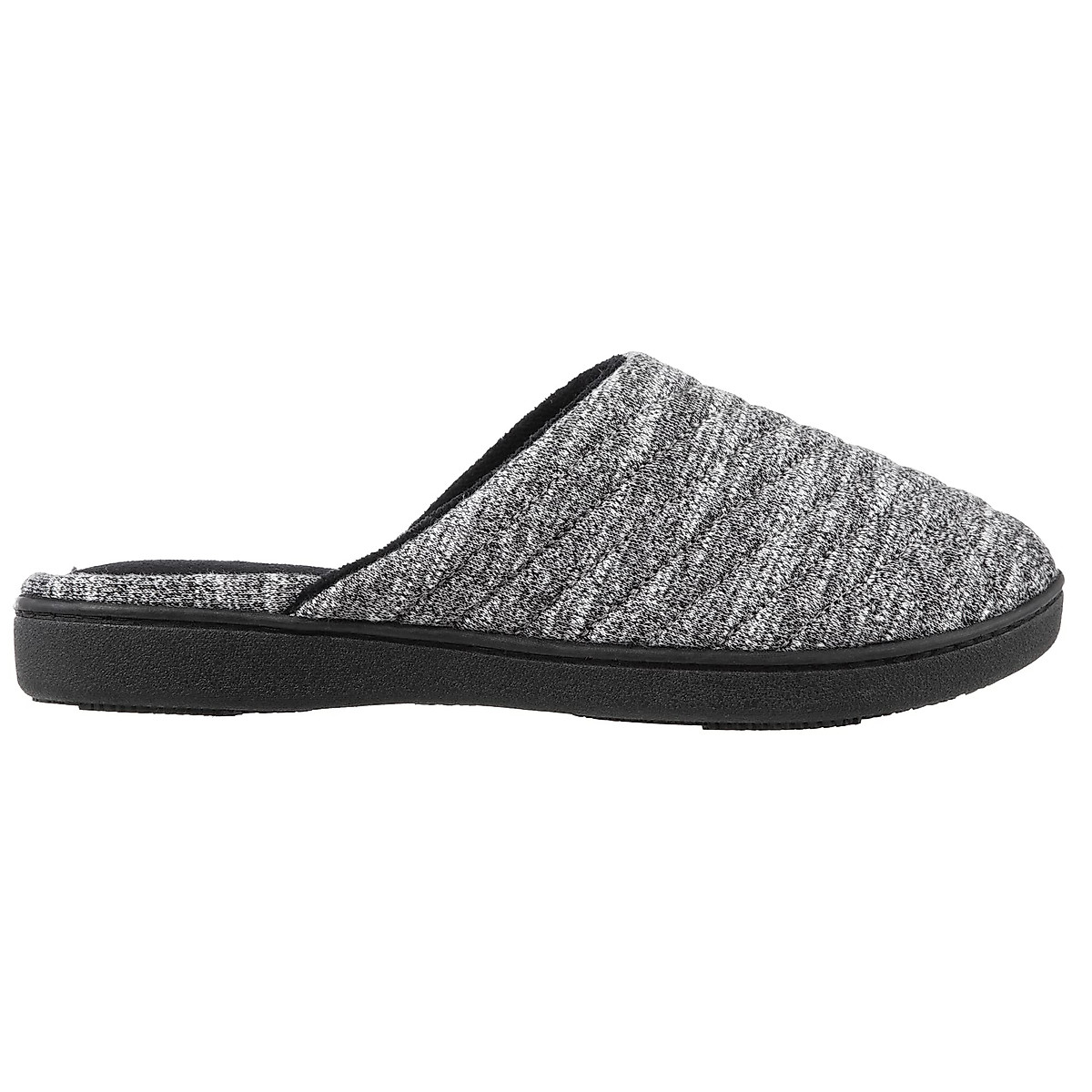 isotoner womens Andrea Space Knit Slide Slipper, Black, 8.5-9 US