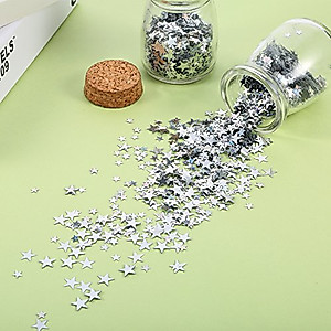 Silver Metallic Star Confetti Glitter Star Table Confetti for Wedding Birthday Party Decoration, 60 Grams/ 2.1 Ounce