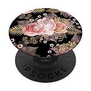 Floral Cell Phone Button Pop Out Holder Pink Flowers Rose PopSockets PopGrip: Swappable Grip for Phones & Tablets