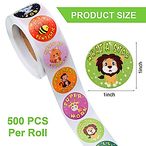 3 Rolls Motivational Stickers for Kids, 1500 Pieces Teacher Reward Stickers School Supplies for Children, Incentive Cute Sticker Potty Training Stickers for School Home, 24 Designs (Vivid Style)