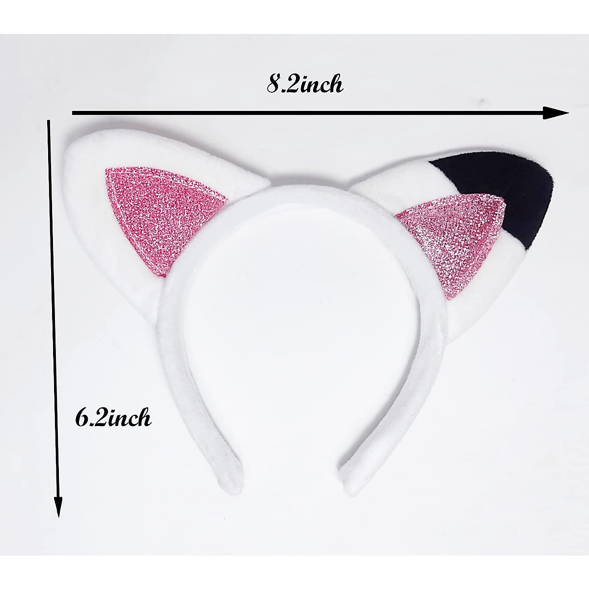 Atvscay Cat Ears Headband Cat Ears Headwear Shiny Flannelette Hair Hoop For Girl Halloween Costume For Dollhouse Party (Elastic Headwear)…