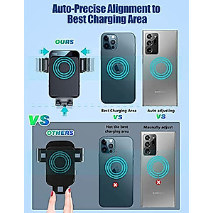 Wireless Car Charger, MOKPR 15W/10W/7.5W Cup Holder Phone Mount, Auto Clamping Fast Charging Car Mount, Air Vent Phone Holder for iPhone 14/13/12 pro/12/11/XS/X/8/8, Samsung S23/S22/S10/S9/S8, etc
