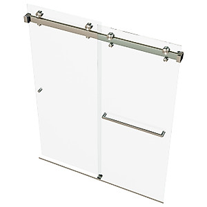 Eurotech Showers VITRA-200 56.5-60" W x 78" H Twinglide Frameless Shower Door w/ 3/8" Clear Tempered Glass (Brushed Nickel)