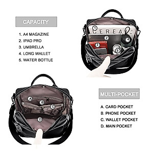 Maxoner Small Leather Womens Backpack Purse for Women Black Fashion Convertible, Shoulder Handbag Travel Bag Satchel Rucksack Ladies Sling Bag (Faux Leather Black 2)