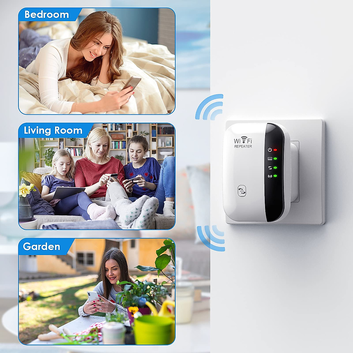 WiFi Extender Signal Booster Up to 2640sq.ft The Newest Generation, Wireless Internet Repeater, Long Range Amplifier with Ethernet Port, Access Point, 1-Tap Setup, Alexa Compatible N300