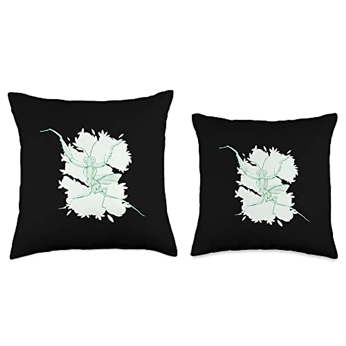 Cute mantis smile inspiration store motif graphic Cute Mantis Smile Throw Pillow, 16x16, Multicolor