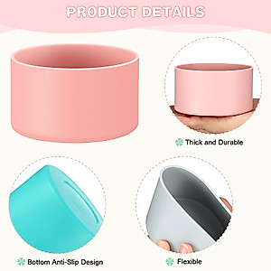Honeydak 3 Pieces Silicone Sleeve Bottom Base Accessories for 16 oz Spray Bottles Anti Slip Cosmetic Spray Bottom Cover Washable Rubber Bottom Base for 12 to 24 oz Water Bottles (Pink, Blue, Grey)