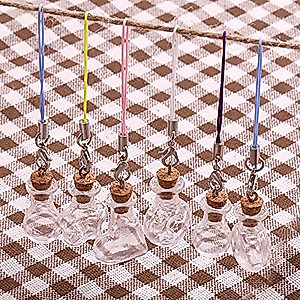 Tanstic 119Pcs 6 Shapes Glass Jars Bottles with Cork Stoppers Set, 48Pcs Wish Bottles Glass Favor Jars with 50Pcs Eye Screws, Lobster Claw Clasps and 30 Yards Twine for Wedding Party DIY Decoration