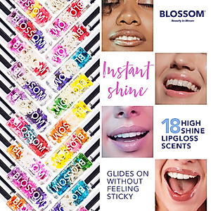 Blossom Scented Roll on Lip Gloss, Infused with Real Flowers, Made in USA, 0.40 fl oz, 2 pack, Cherry/Coconut