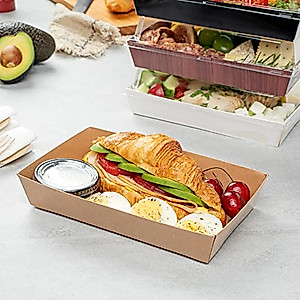 Restaurantware Matsuri Vision 8 x 5 x 1.5 Inch Medium Sushi Trays 100 Greaseproof Sushi Packaging Boxes - Lids Sold Separately Disposable Kraft Paper Sushi Containers For Entrees Or Desserts