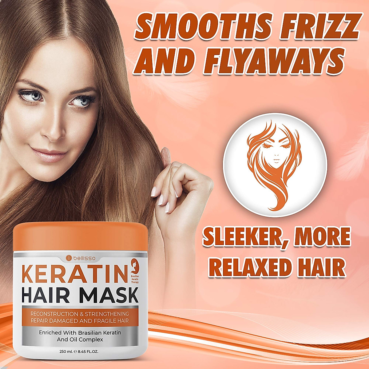 BELLISSO Keratin Shampoo and Conditioner Set and Keratin Hair Mask