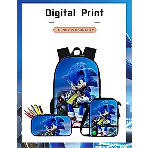 SUONI 3 Pcs Backpack Set for Boys Girls Adult,Backpack with Shoulder Bag Pencil Case 1, One Size