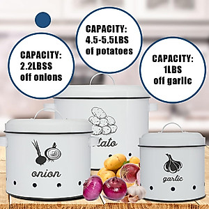 3-in-1 Large White Potato, Onion & Garlic Storage Canisters