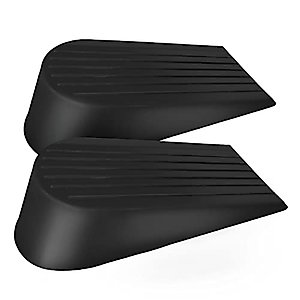 Extra Large Rubber Door Stoppers - Door Stop Wedge, Heavy Duty Jumbo Flexible Door Holder - Black 2 Pack - Non Marking Anti Slip Jammer