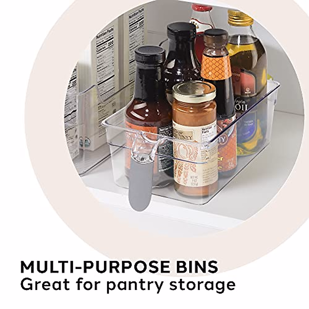 Oggi Set of 2 Refrigerator and Pantry Clear Storage Bins with Handles ( 11-inch x 6.25 inch x 3.4 inch )