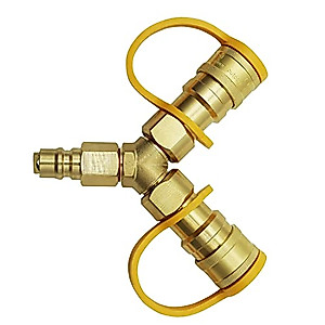 Taruimoo Gas Quick Disconnect 3/8 Y Splitter. Low Pressure Propane and Natural Gas Quick Connect/Disconnect Fit for Weber Gas Grill, Patio Heater/fire Pit, Pizza Oven, RV, Generator