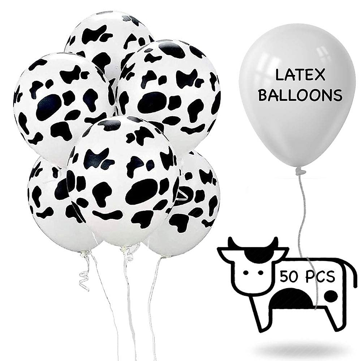 50 PCS Cow Balloons Funny Cow Print Balloons For Children's Party Western Cowboy Theme for Kids Birthday Party Favor Supplies Decorations Cowboy Birthday Balloons
