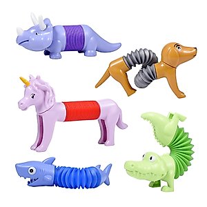 Boxgear 5-Pack Pop Tubes Mixed Animal Fidget Toys – Sensory Tubes for Toddlers – Cute Animal Sensory Fidget Toys for Girls and Boys – Stress-Relief Pop Sound Spring Toddler Sensory Toys