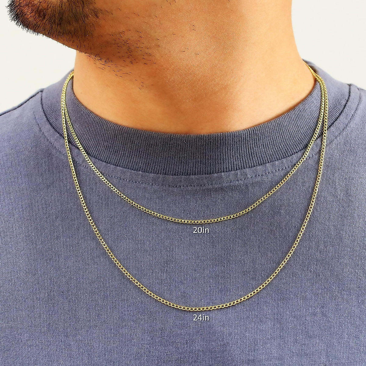 Nuragold 10k Yellow Gold 2mm Cuban Curb Link Chain Pendant Necklace, Womens Mens Jewelry 16" 18" 20" 22" 24" 26"