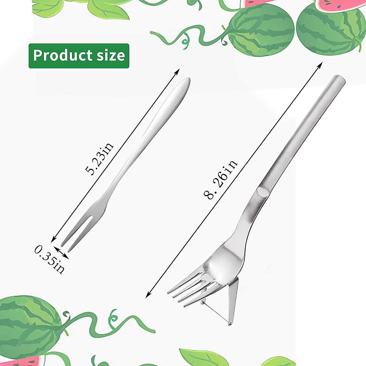 2 Packs 2-in-1 Watermelon Slicer Cutter & 4 Pieces Stainless Steel Fruit Fork, Watermelon Fork Slicer Artifact, Summer Watermelon Cutting Tool for Family Parties Camping