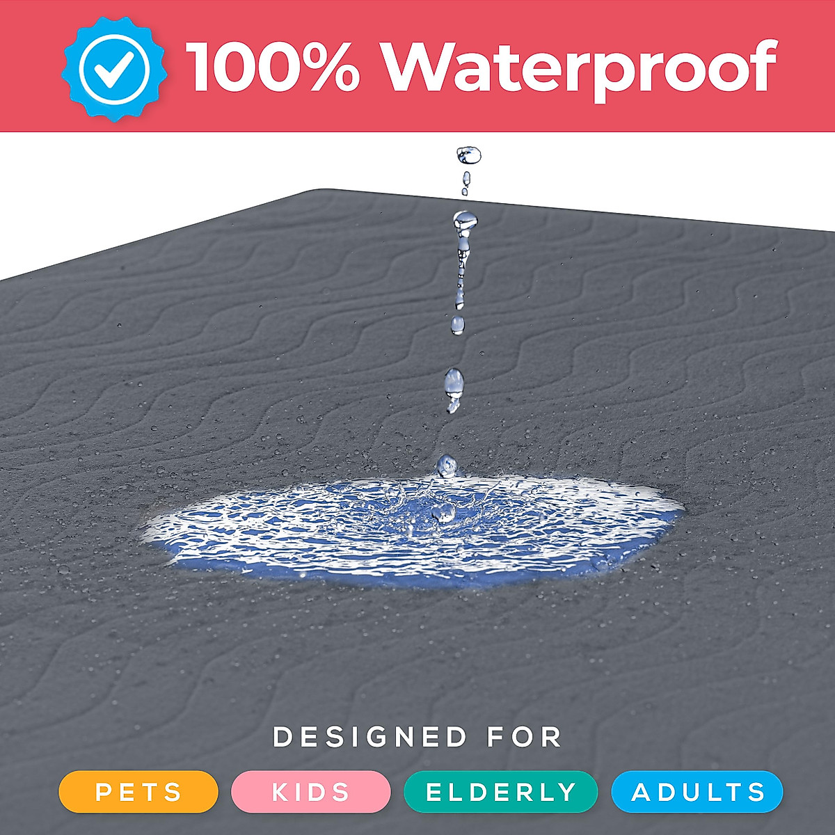 Utopia Bedding Washable Underpads 34" x 36" (Pack of 4), Waterproof Reusable Heavy Absorbency Incontinence Bed Pads for Adults, Kids, Elderly and Pets, Bedwetting Pads for Sofa and Couch (Grey)