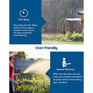 DEWENWILS Sprinkler Timer 4 Zone, Water Timer for Garden Hose with Rain Delay/Manual/AUTO Irrigation, Programmable Outdoor Faucet Hose Timer for Yard, Lawn